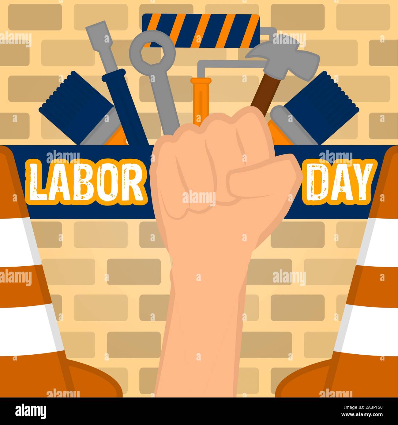 Labor day poster with a construction objects and text - Vector ...