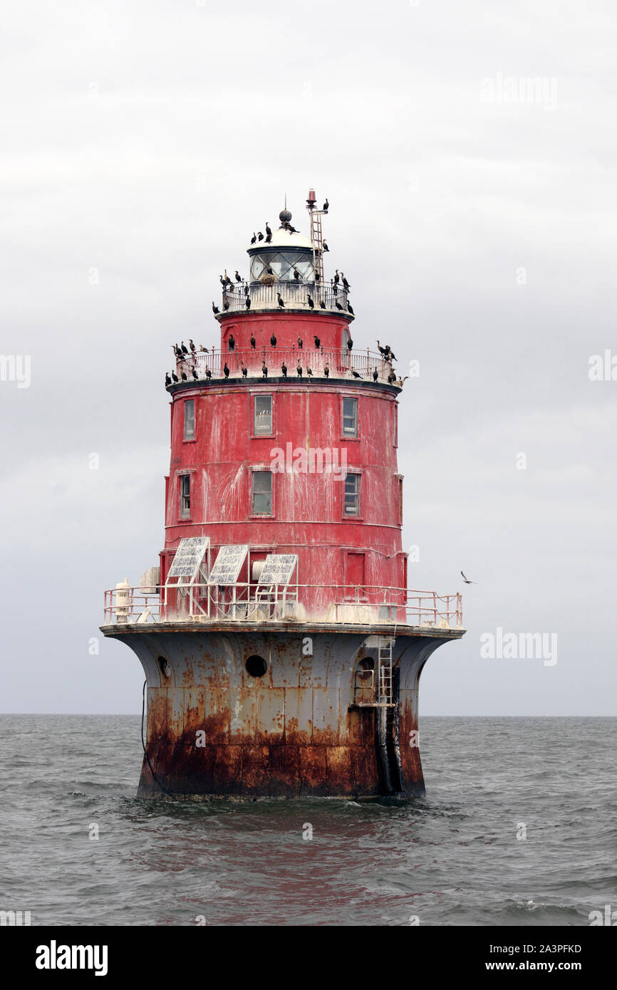The Miah Maull Shoal Lightmarks the northern side of the ship channel ...