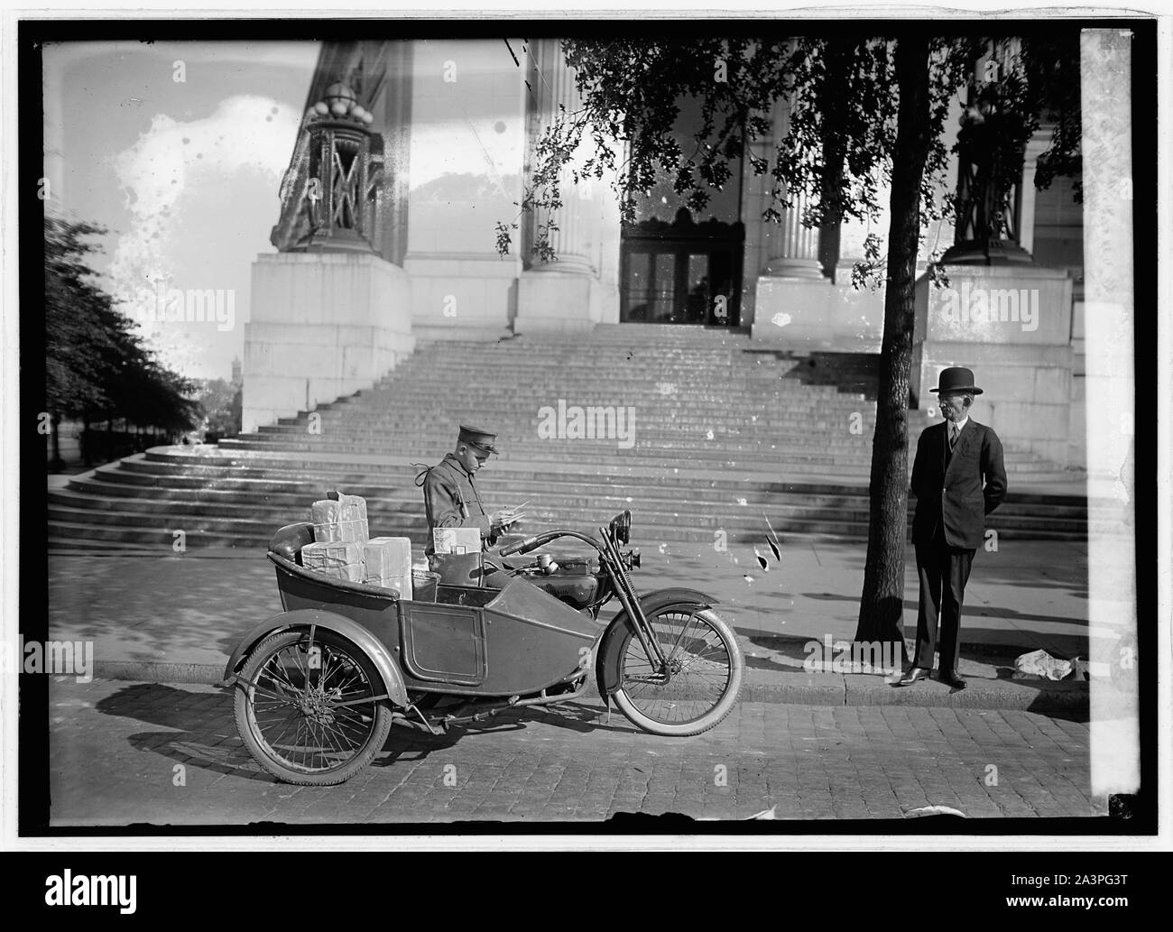 Parcel delivery courier postal Black and White Stock Photos & Images ...