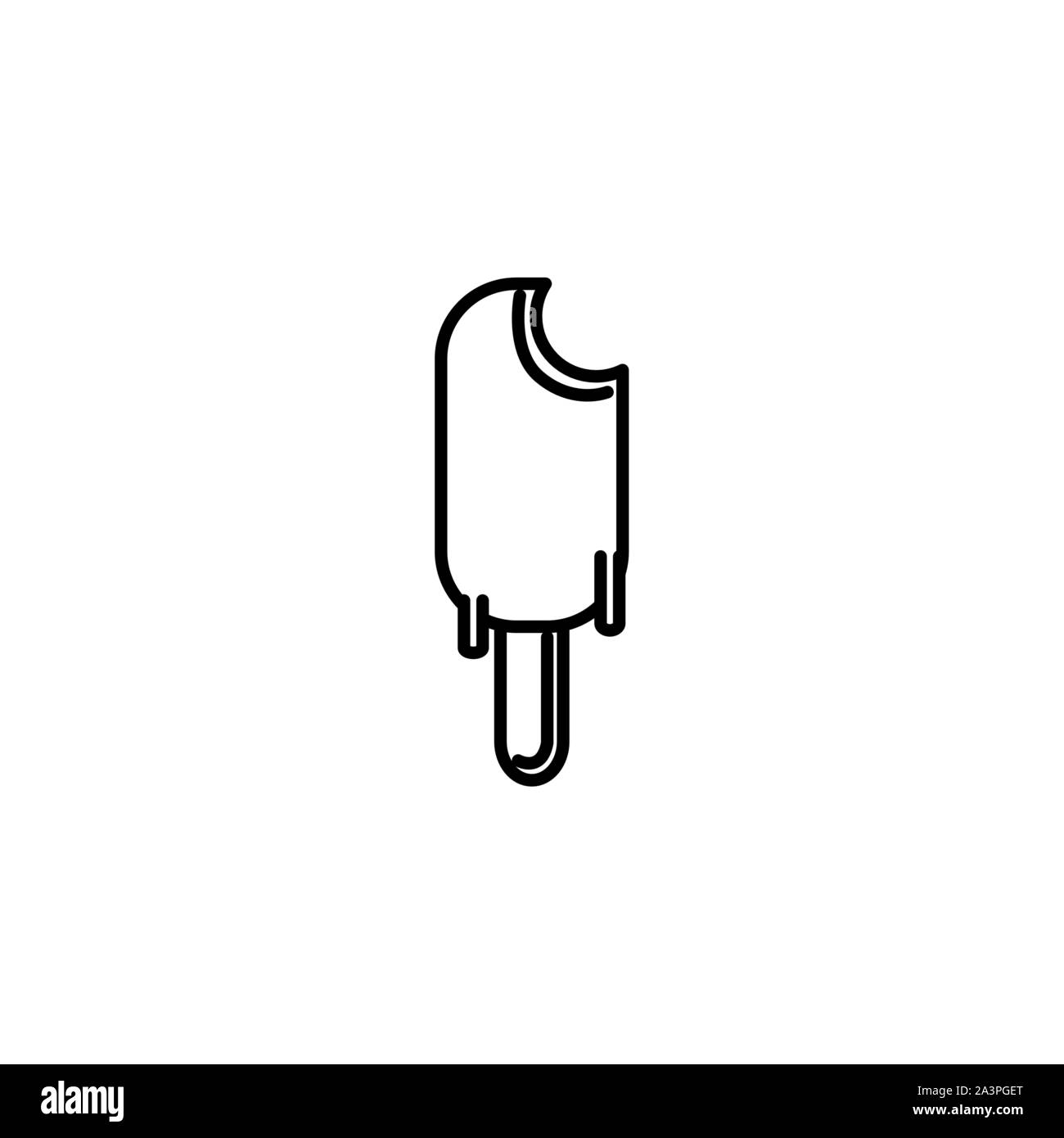 bitten popsicle ice cream summer icon line illustration design Stock ...