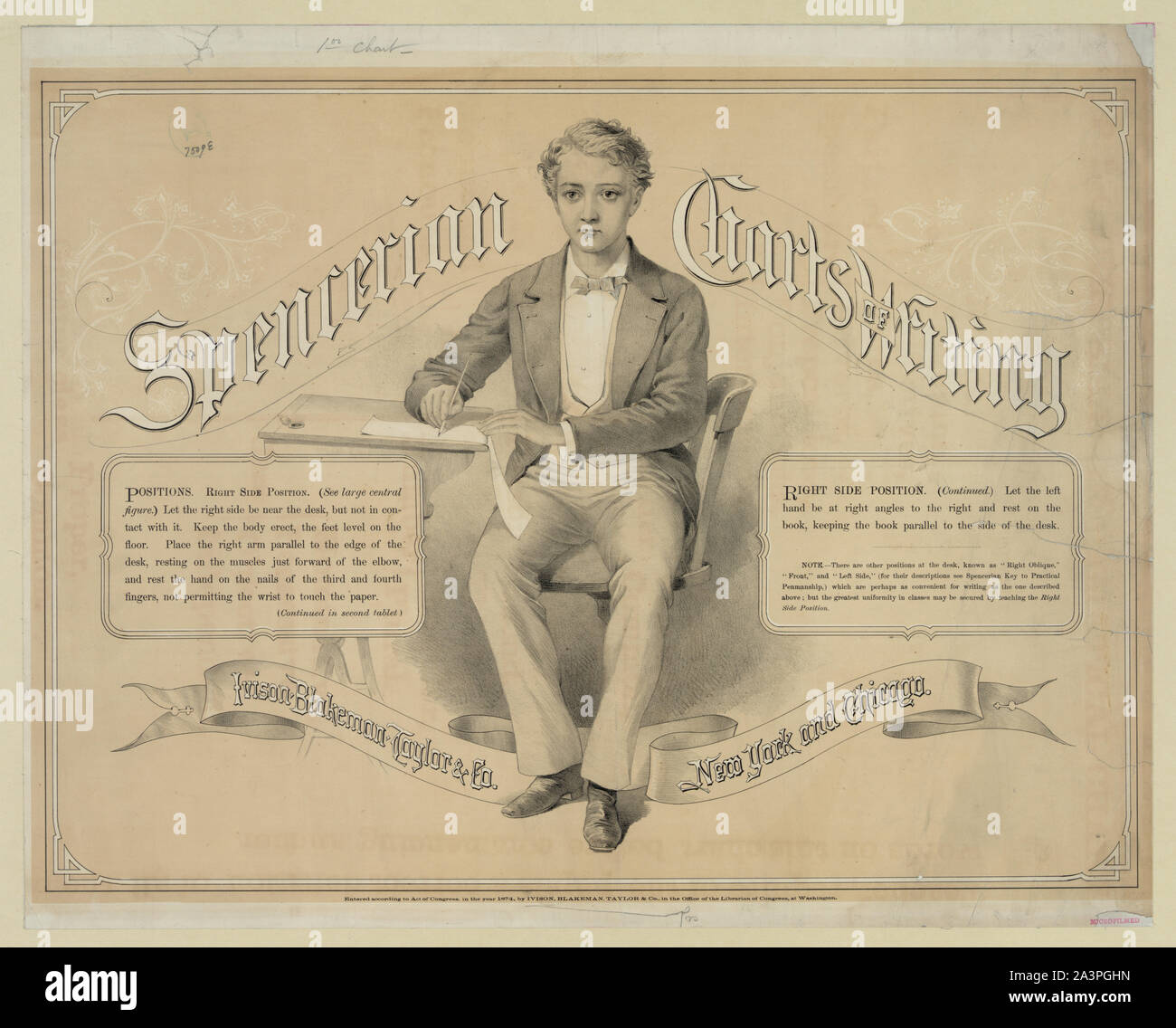 Spencerian charts of writing Stock Photo - Alamy