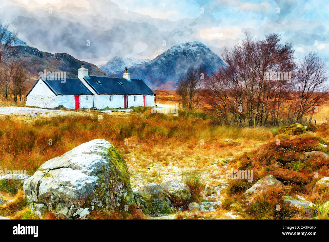 Scottish croft painting hi-res stock photography and images - Alamy