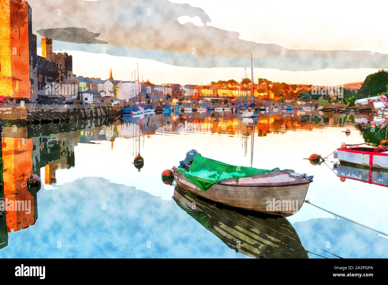 Watercolour picture boats on shore hi-res stock photography and images ...