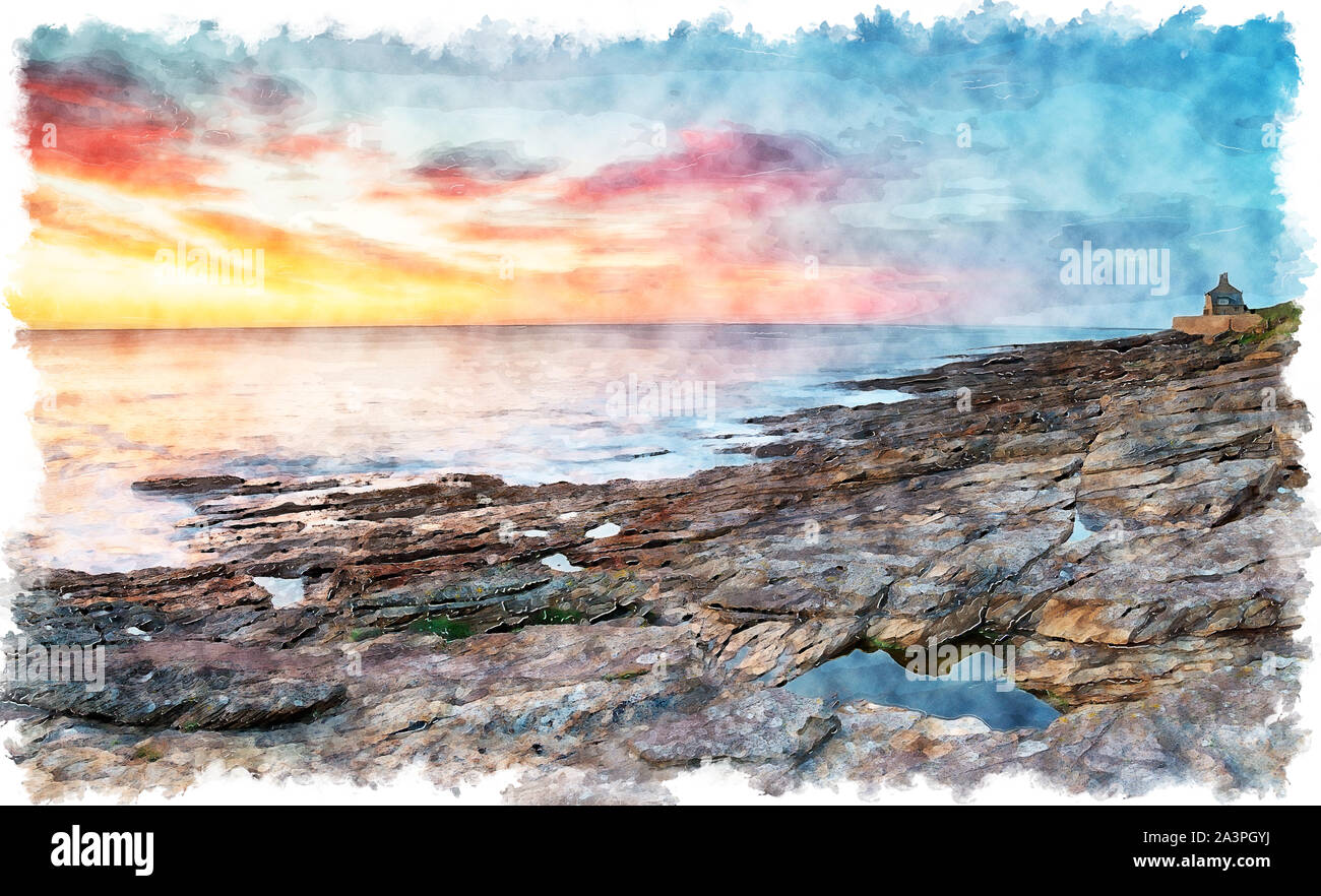 Stunning sunrise over the beach at Howick on the Northumberland coast ...