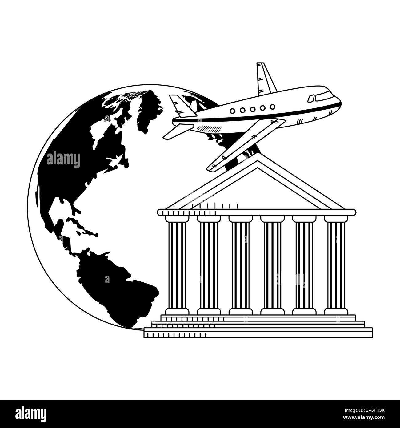 iconic monument and earth planet icon Stock Vector Image & Art - Alamy
