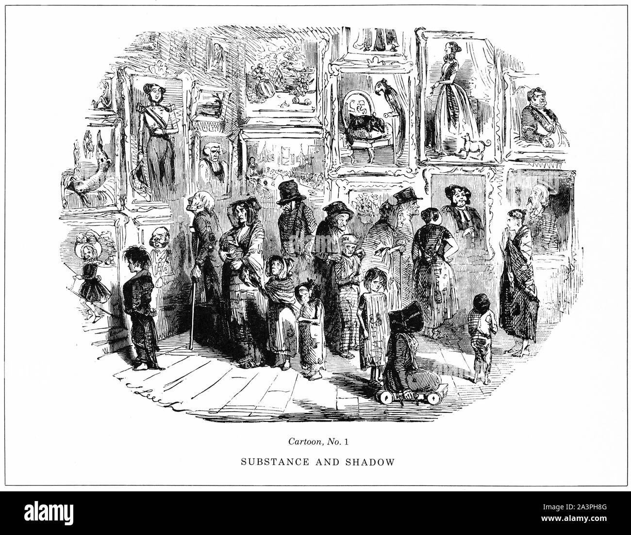 Engraving of England's poor surveying the paintings of a rich household ...
