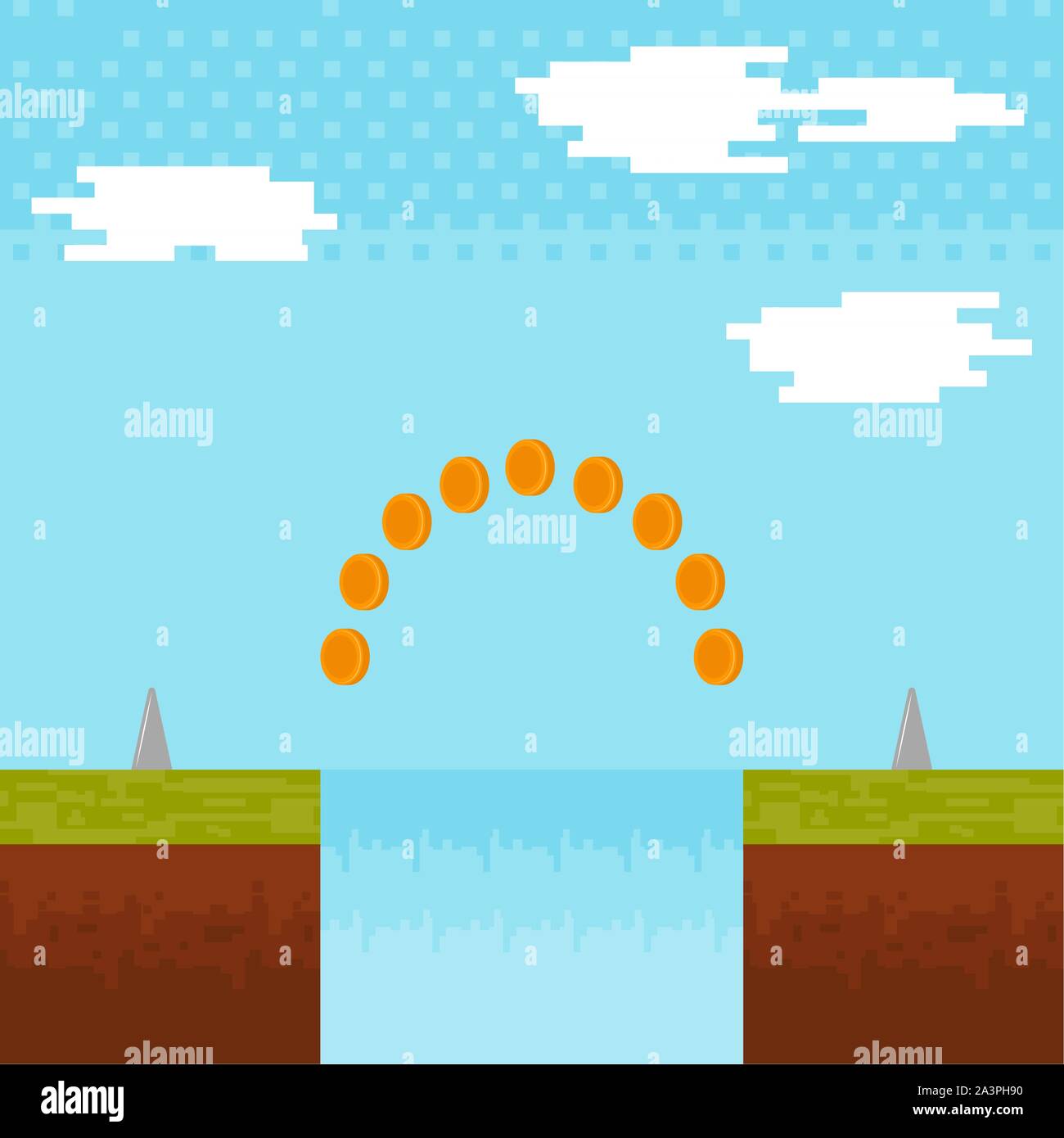 Video game world design. Pixel scene of arcade - Vector Stock Vector ...