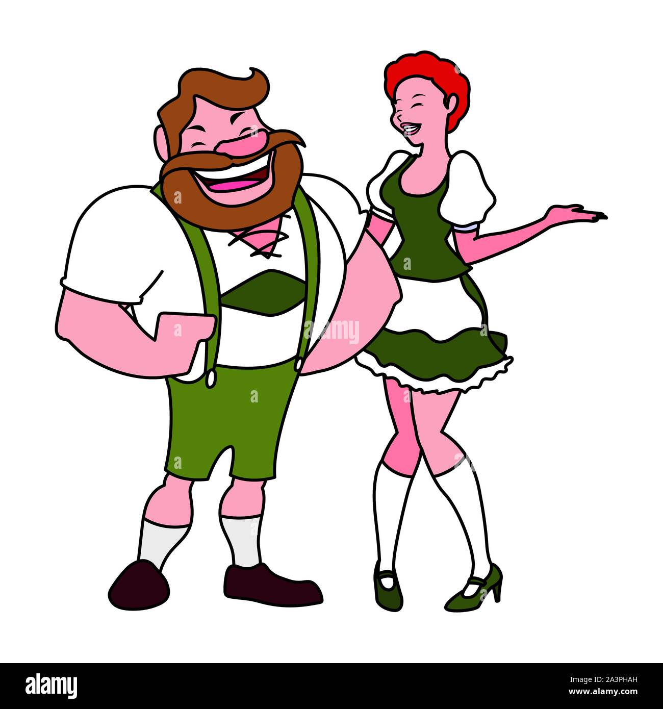 couple of people with german traditional dress on white background ...
