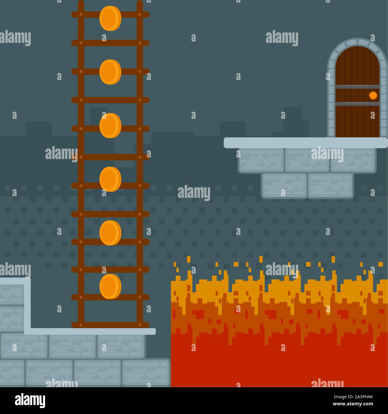 Video game world design. Pixel scene of arcade - Vector Stock Vector ...