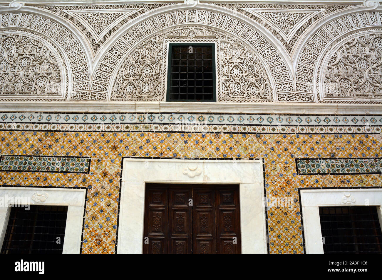 Islamic architectural motifs and tile work in the central courtyard of ...