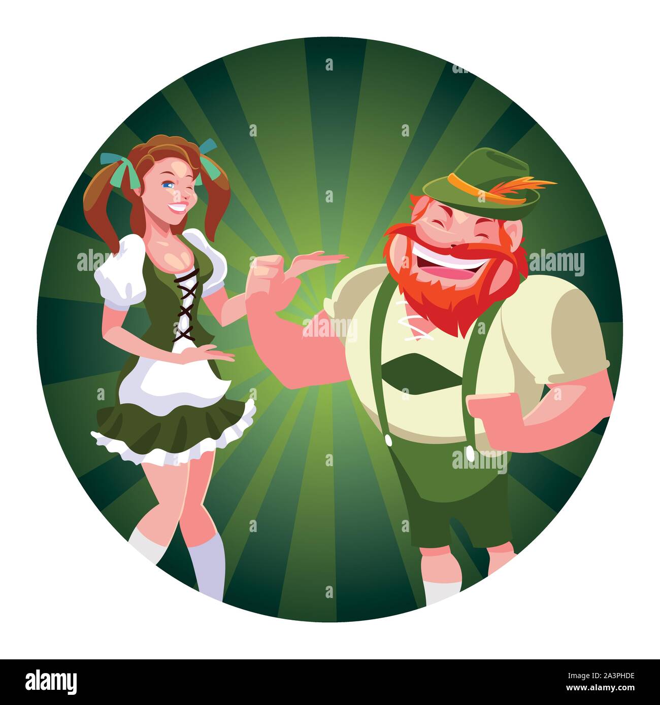 couple of people with german traditional dress on white background ...