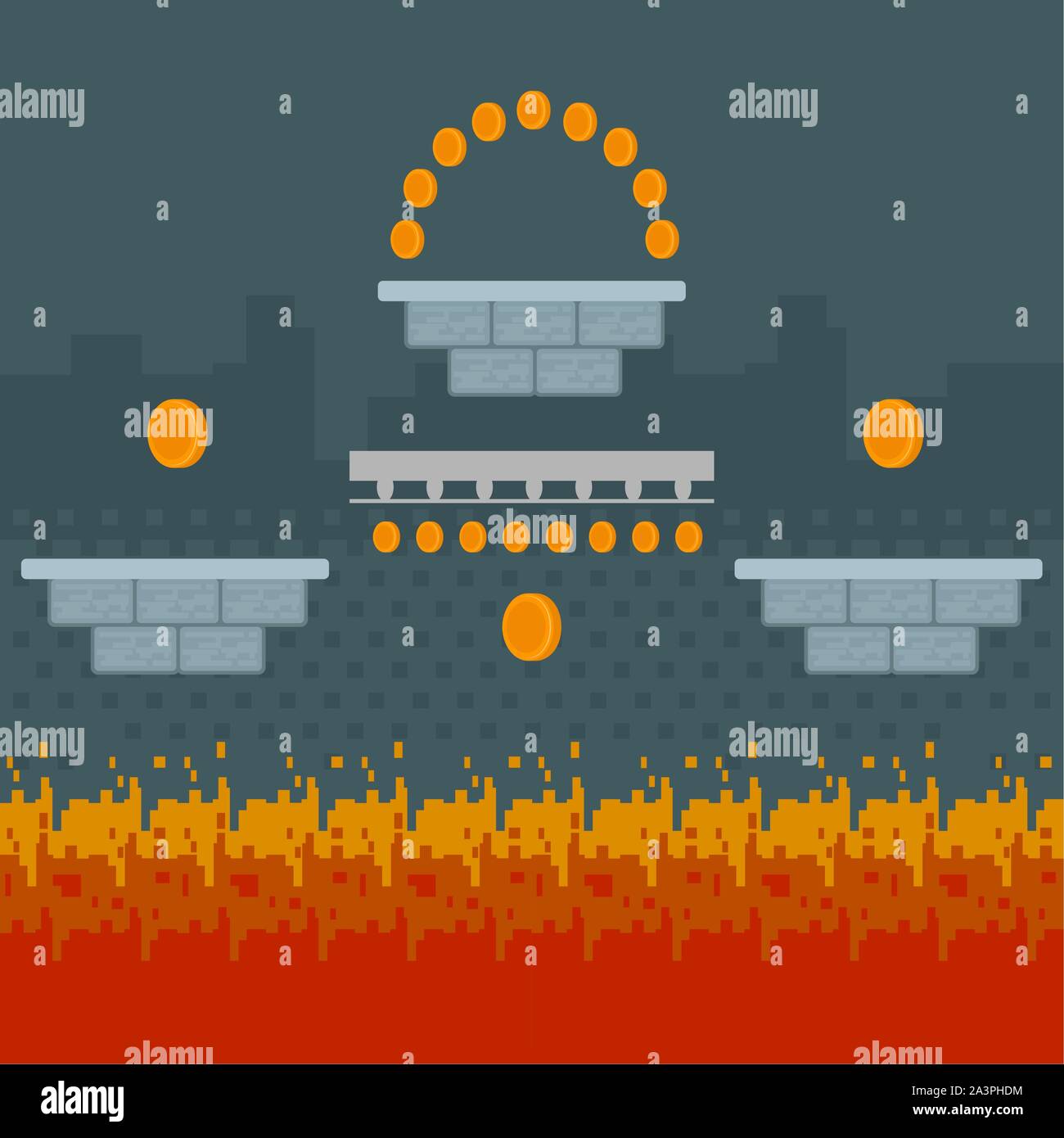 Video game world design. Pixel scene of arcade - Vector Stock Vector ...