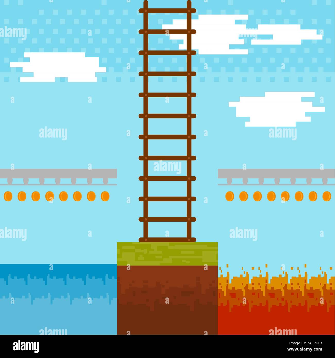 Video game world design. Pixel scene of arcade - Vector Stock Vector ...