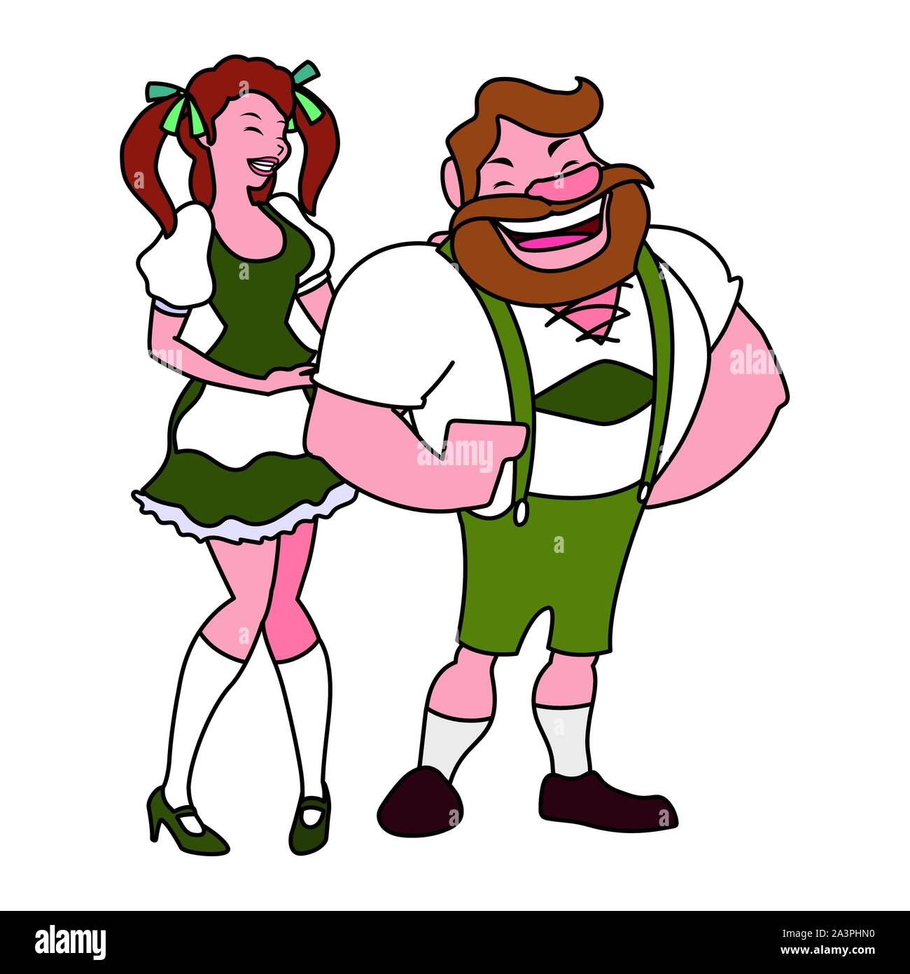 couple of people with german traditional dress on white background ...