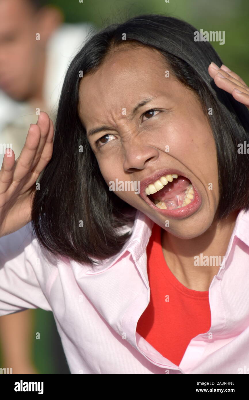 Young Asian Female And Anxiety Stock Photo - Alamy