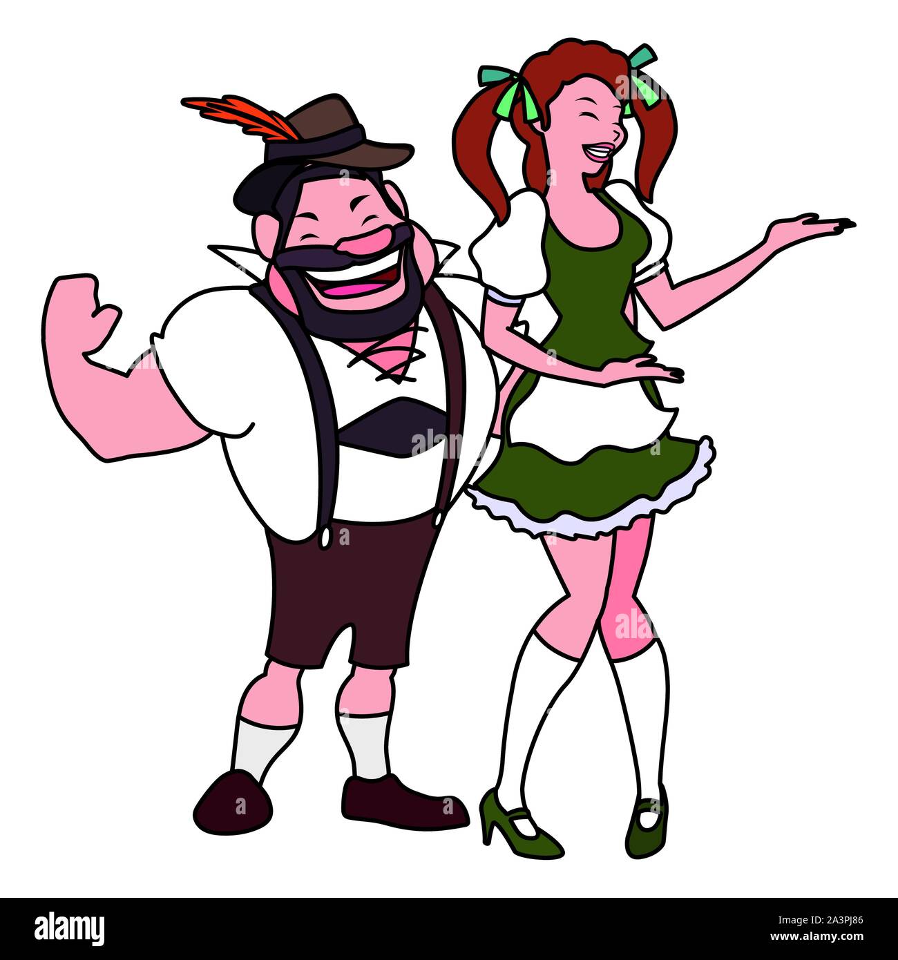 couple of people with german traditional dress on white background ...