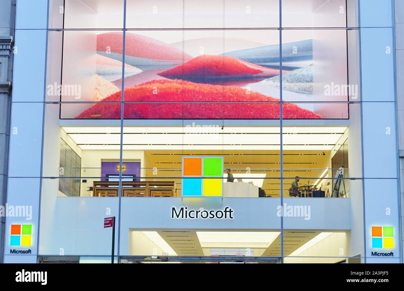 NEW YORK CITY, NY -4 OCT 2019- Exterior view of a Microsoft electronics ...