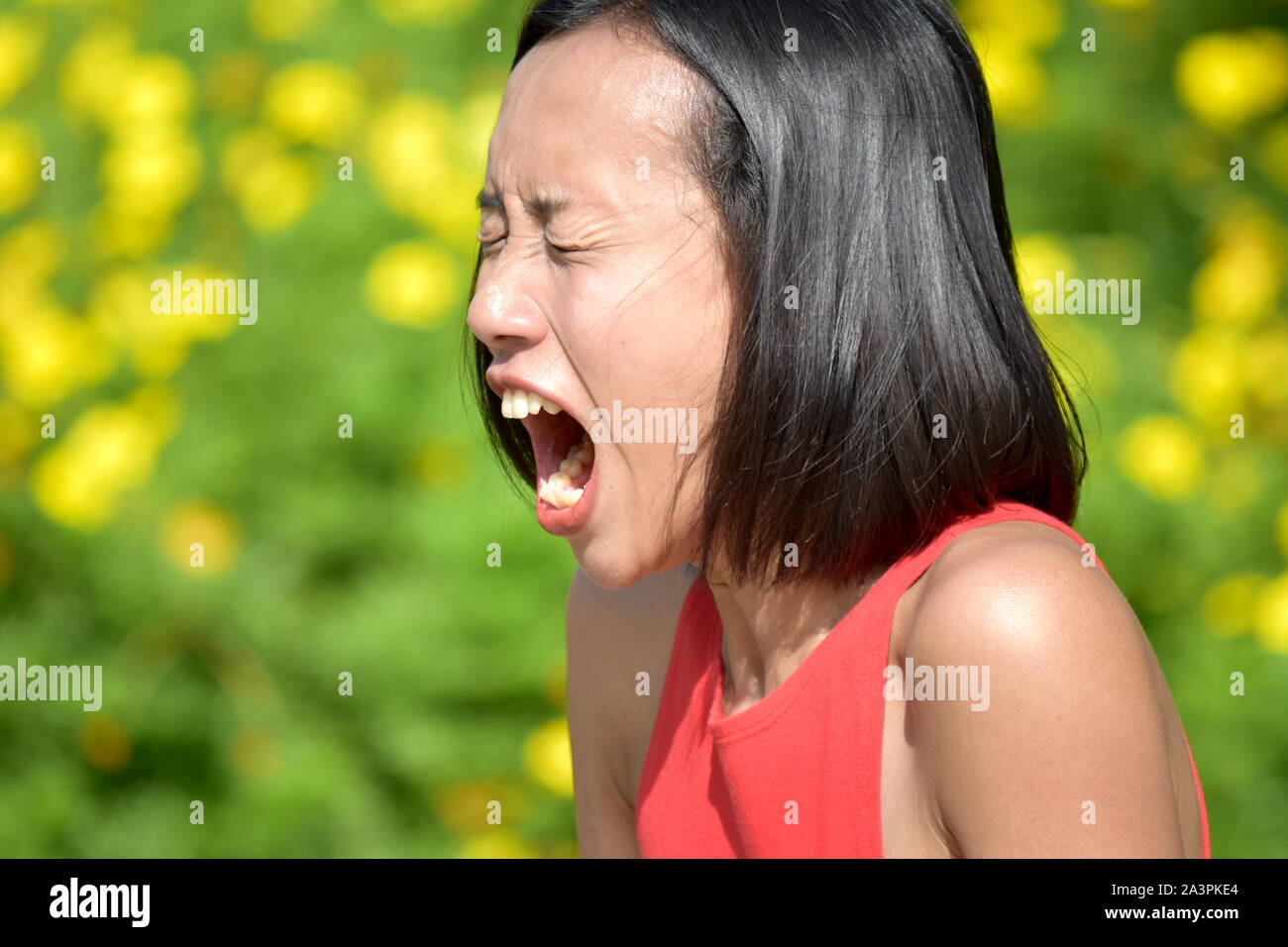 An Anxious Adult Female Stock Photo - Alamy