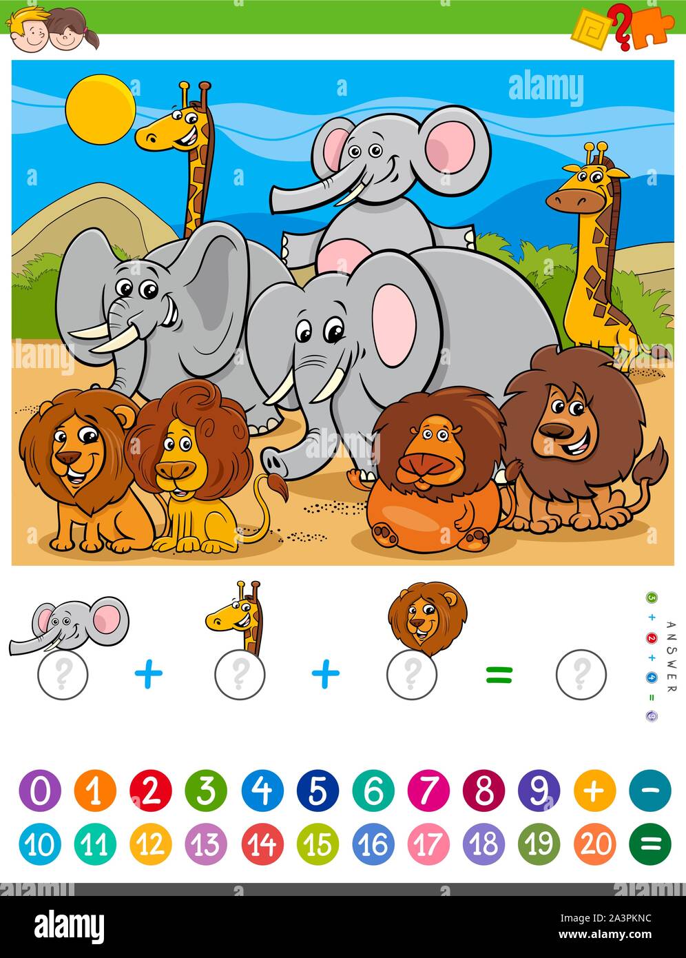 Cartoon Illustration of Educational Mathematical Counting and Addition ...