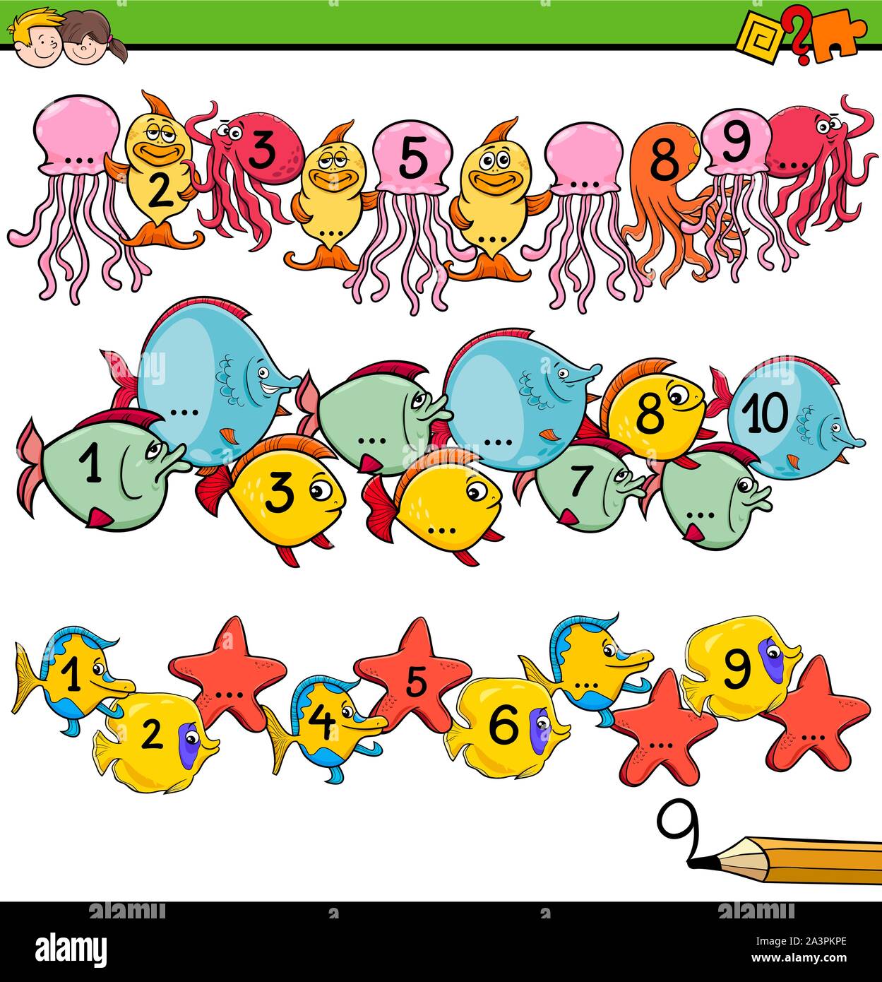 Cartoon Illustration of Educational Activity for Preschool Children ...