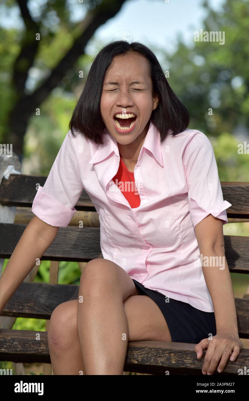 An Anxious Asian Female Woman Stock Photo - Alamy