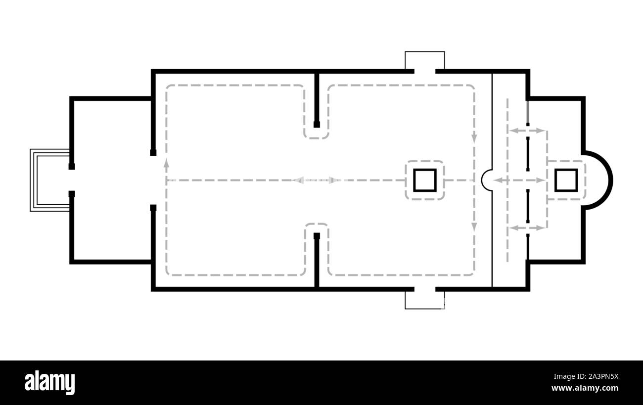 Architectural plan of Orthodox Church. Medieval Orthodox Monastery ...