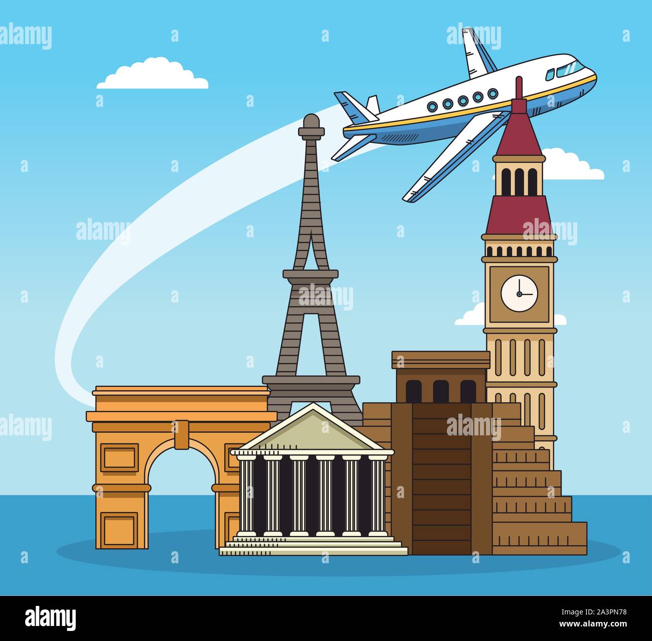 iconic world monuments and world travel design Stock Vector Image & Art ...