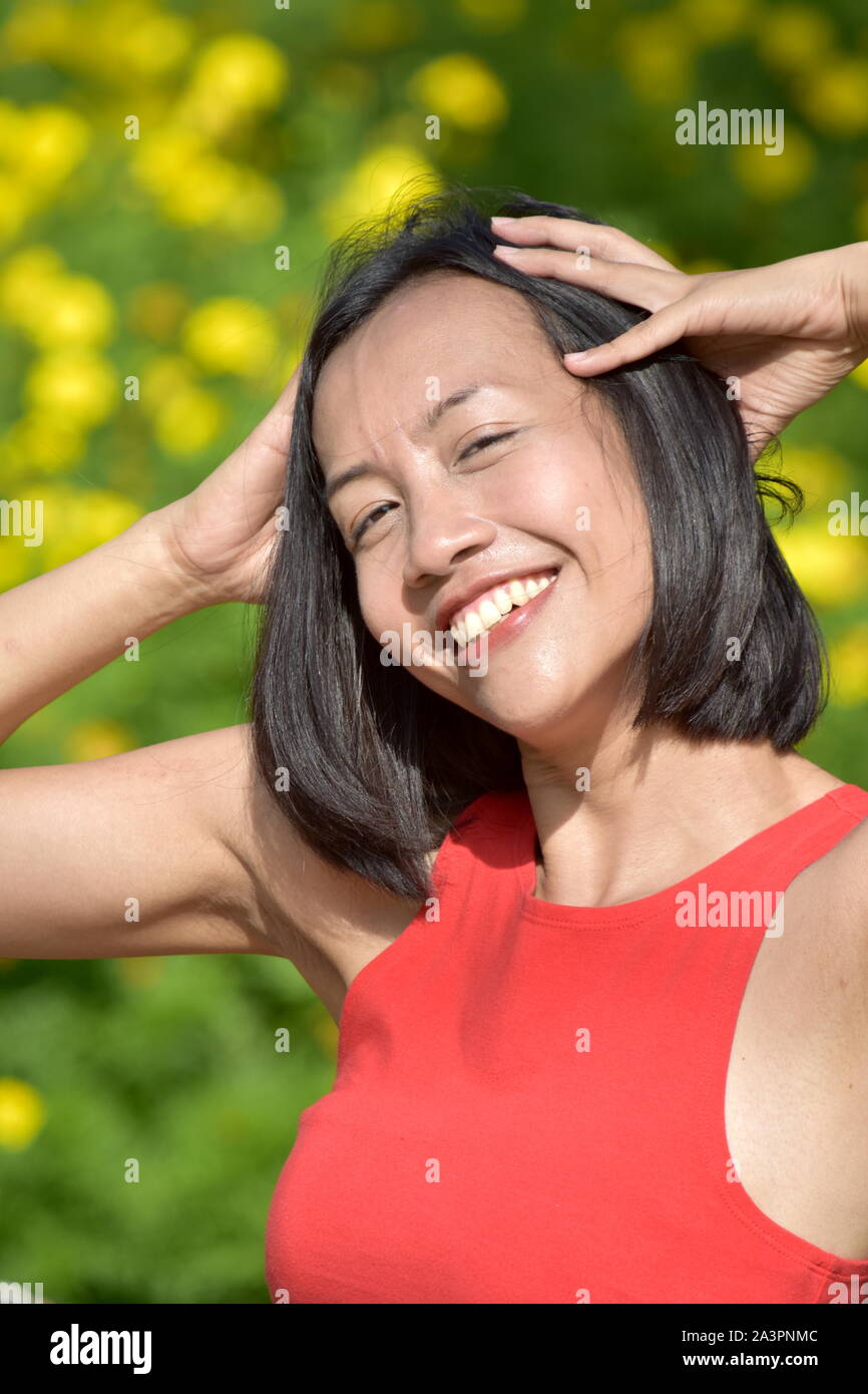 Contemplative Pretty Female Woman Stock Photo - Alamy
