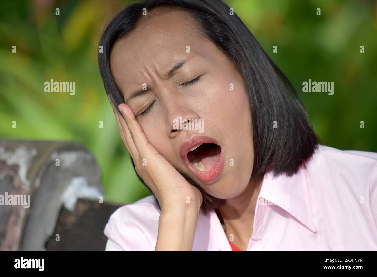 Sleepy Beautiful Female Stock Photo - Alamy