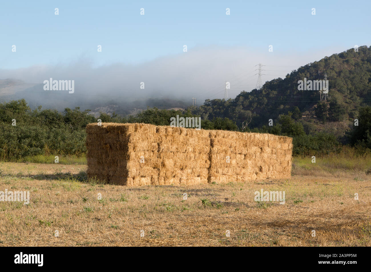 Stacked hay. Beautiful scenes along Route 46 in California Stock Photo ...