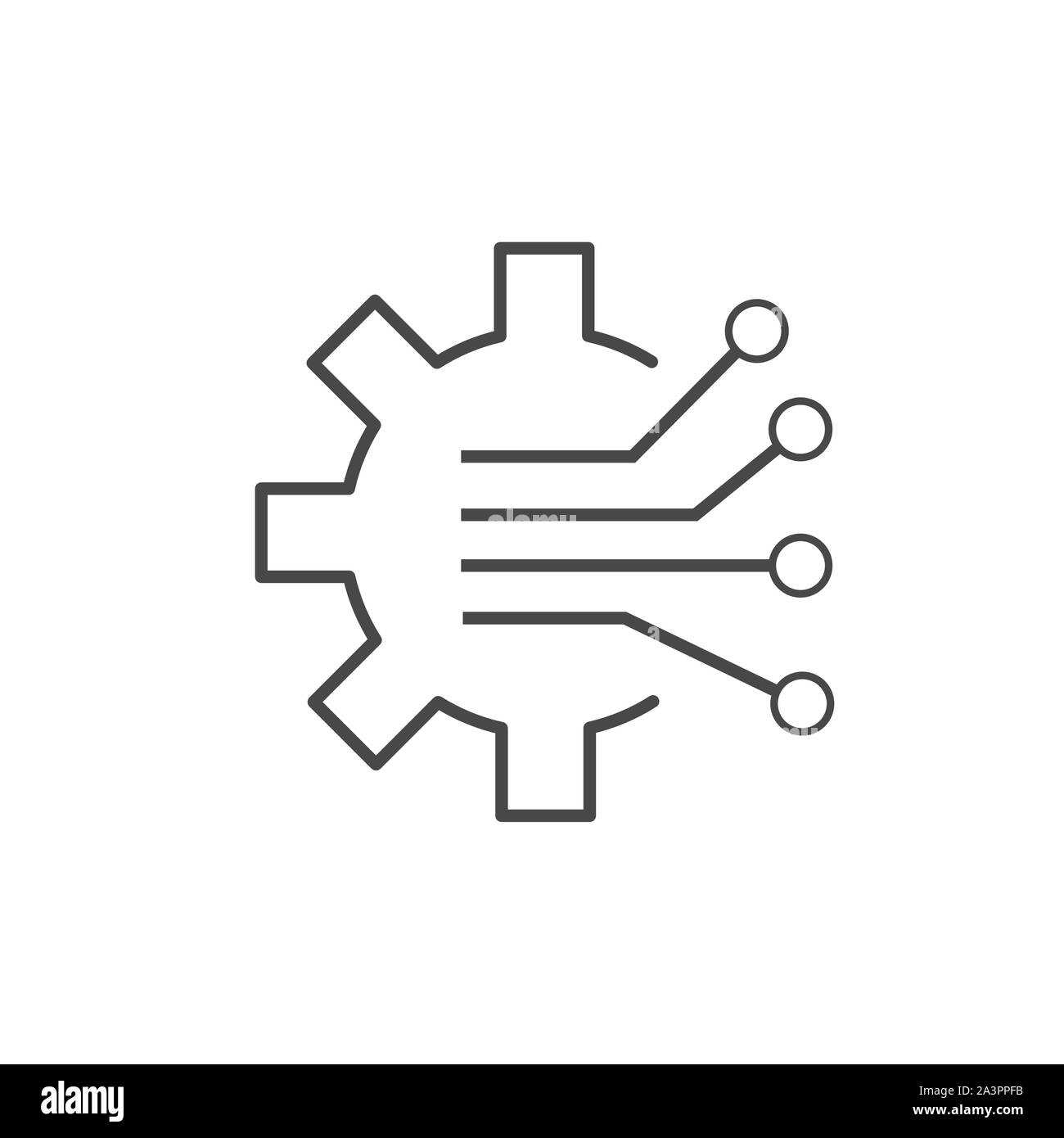 gear circuit digital technology icon line illustration design Stock ...