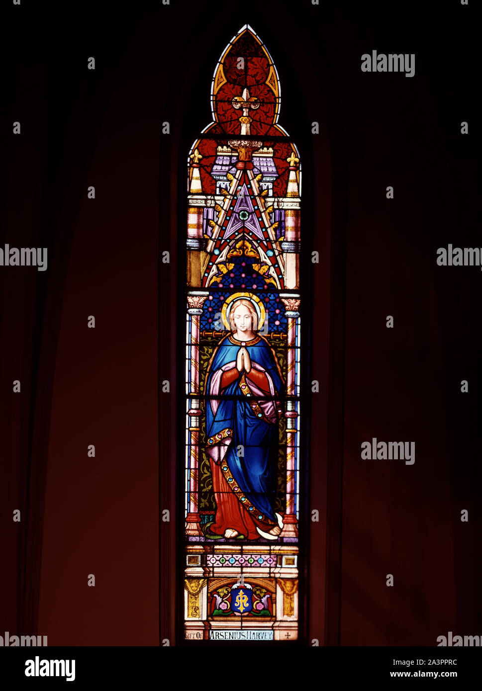 Stained-glass window at St. Dominic Catholic Church in the southwest ...