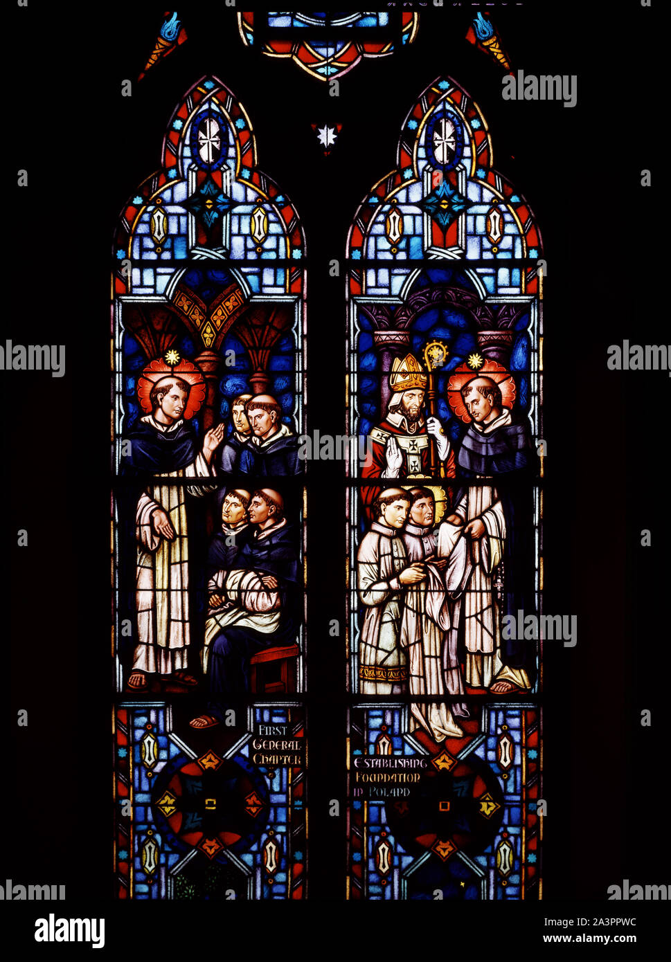 Stained-glass window at St. Dominic Catholic Church in the southwest ...