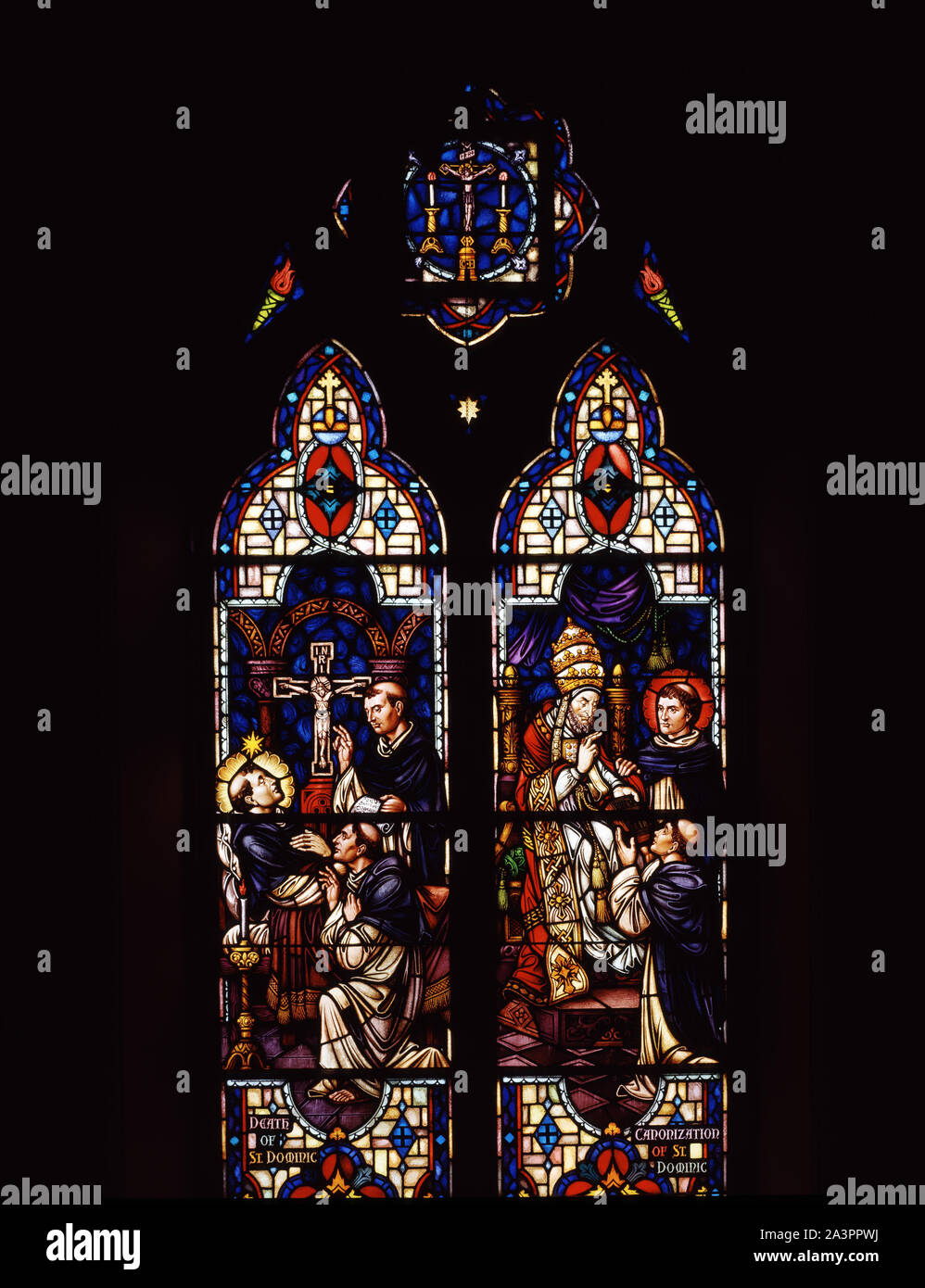 Stained-glass window at St. Dominic Catholic Church in the southwest ...