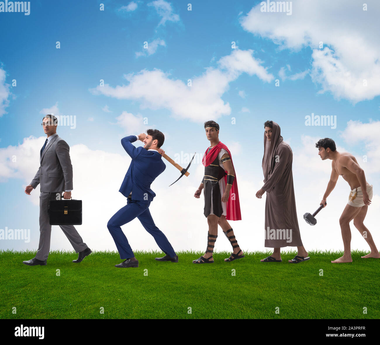 The progression of man mankind from ancient to modern Stock Photo - Alamy