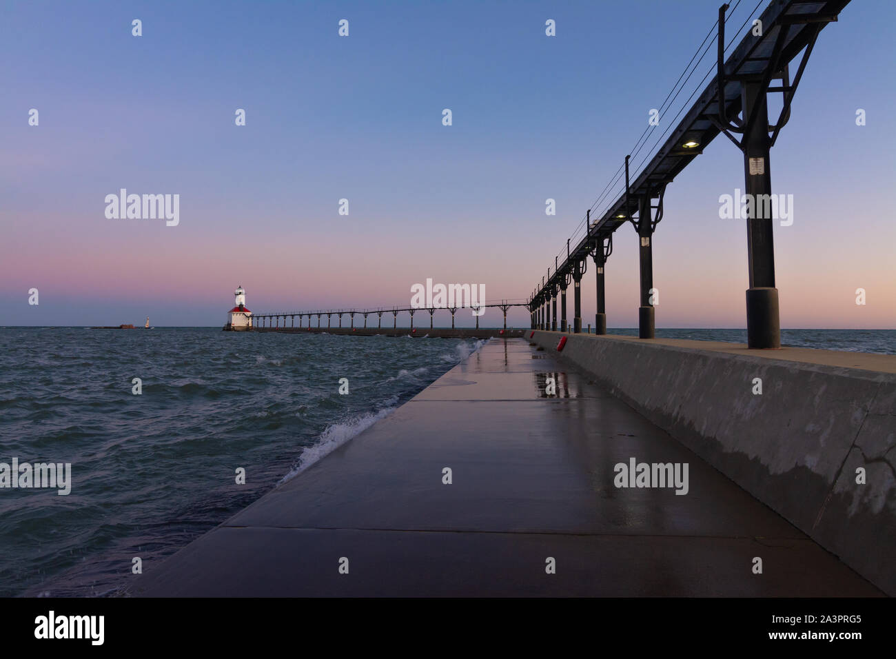 Michigan City Lighthouse at dawn. Michigan City, Indiana, USA Stock ...