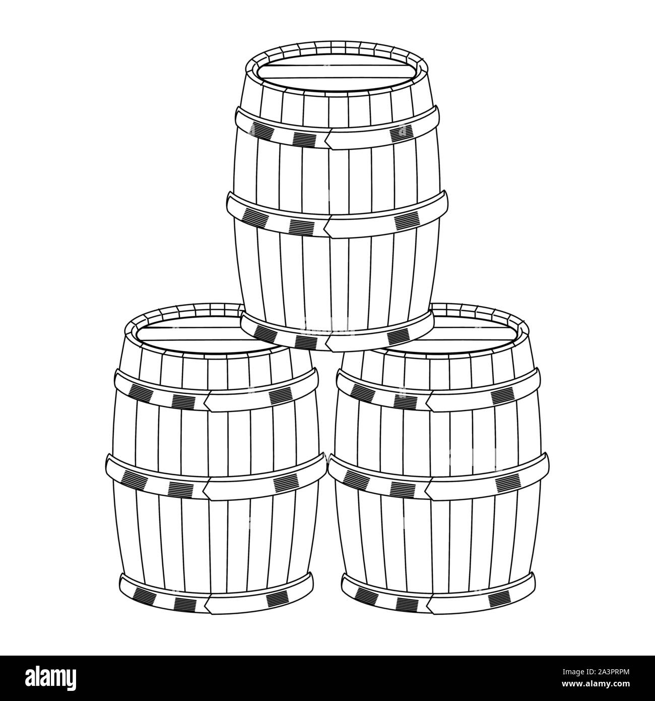 stack of wine wooden barrels design Stock Vector Image & Art - Alamy