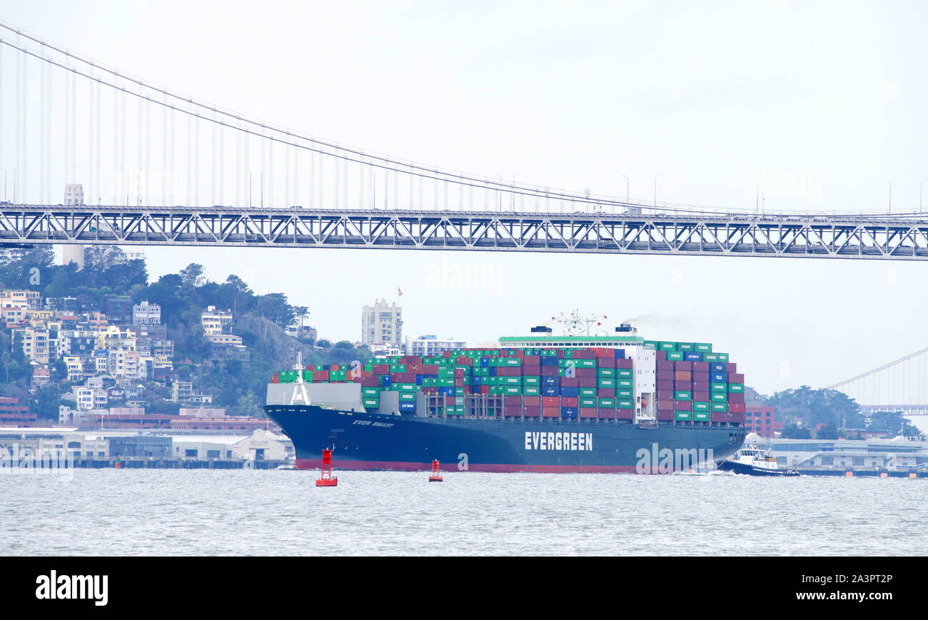 Oakland, CA - February 08, 2019: Evergreen Cargo Ship EVER SMART ...