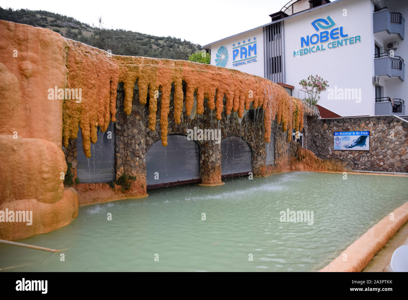 Demre, Turkey - May 21, 2019: Pam Thermal Hotel, Hot spring mineral ...