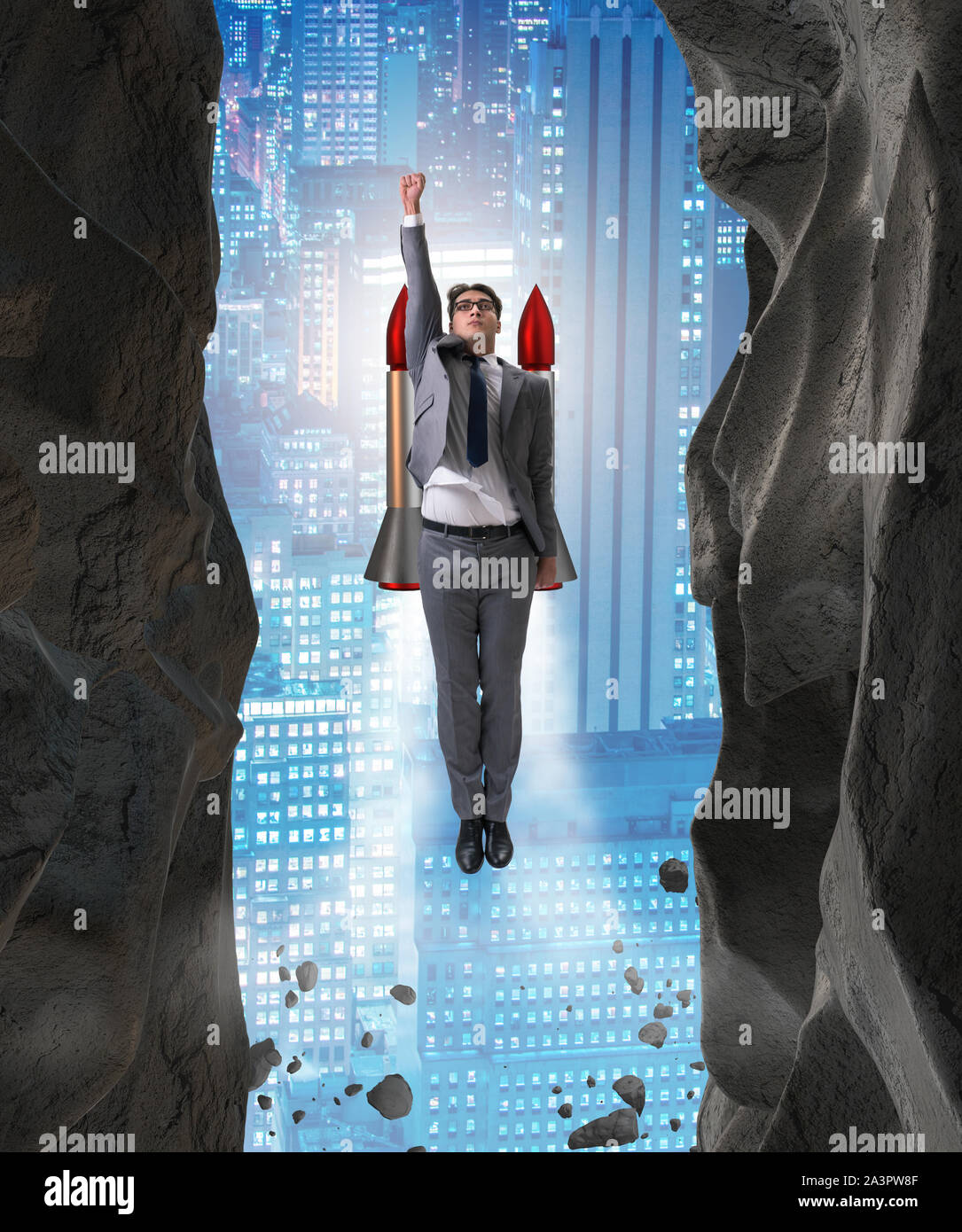 The businessman overcoming challenges in business concept Stock Photo ...