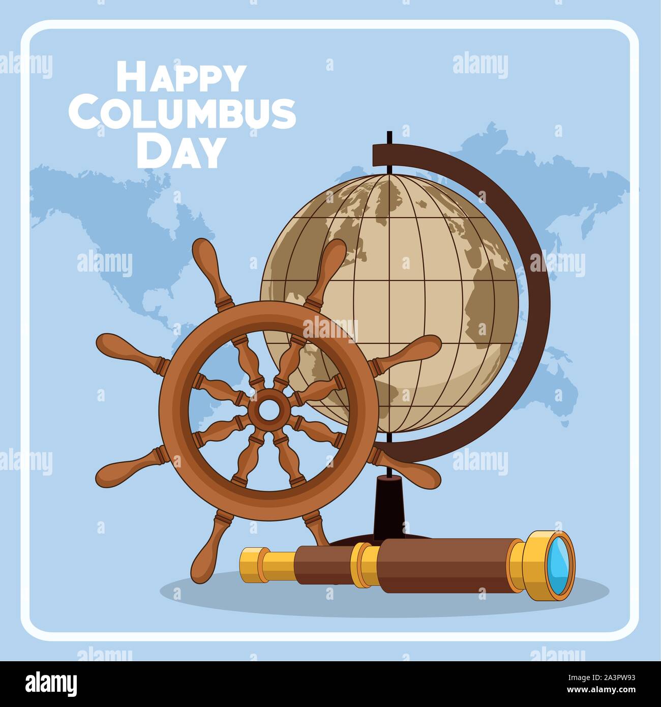 Ship rudder and Happy columbus day design Stock Vector Image & Art - Alamy