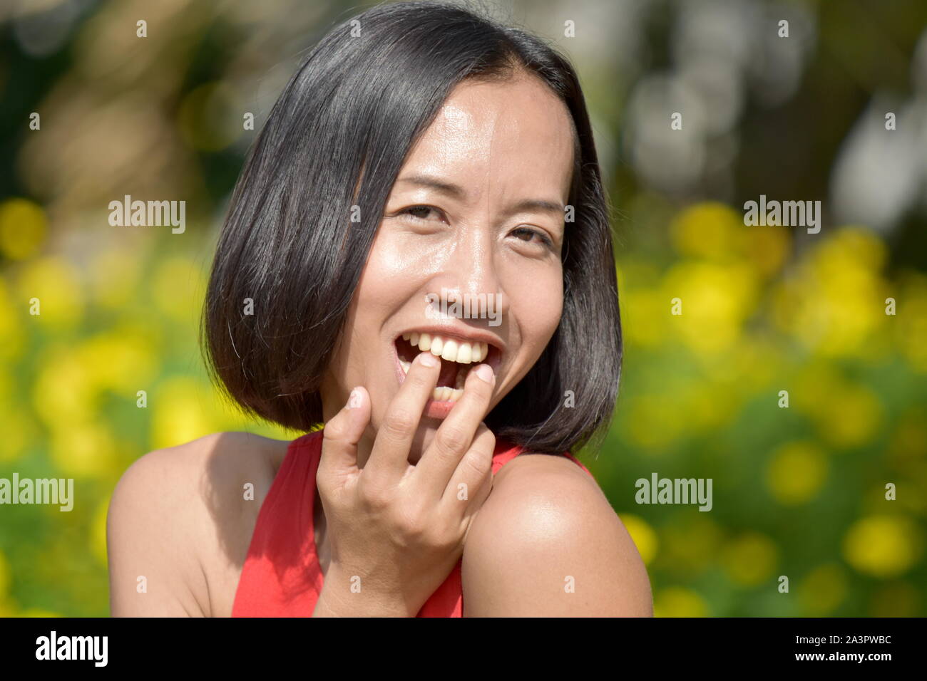 Shy Diverse Female Woman Stock Photo - Alamy
