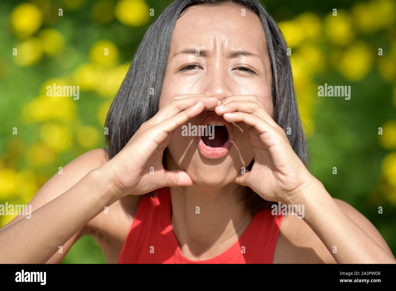 An Adult Female Shouting Stock Photo - Alamy