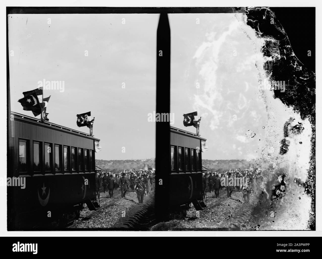 State visit to Jerusalem of Wilhelm II of Germany in 1898. Crowd at ...