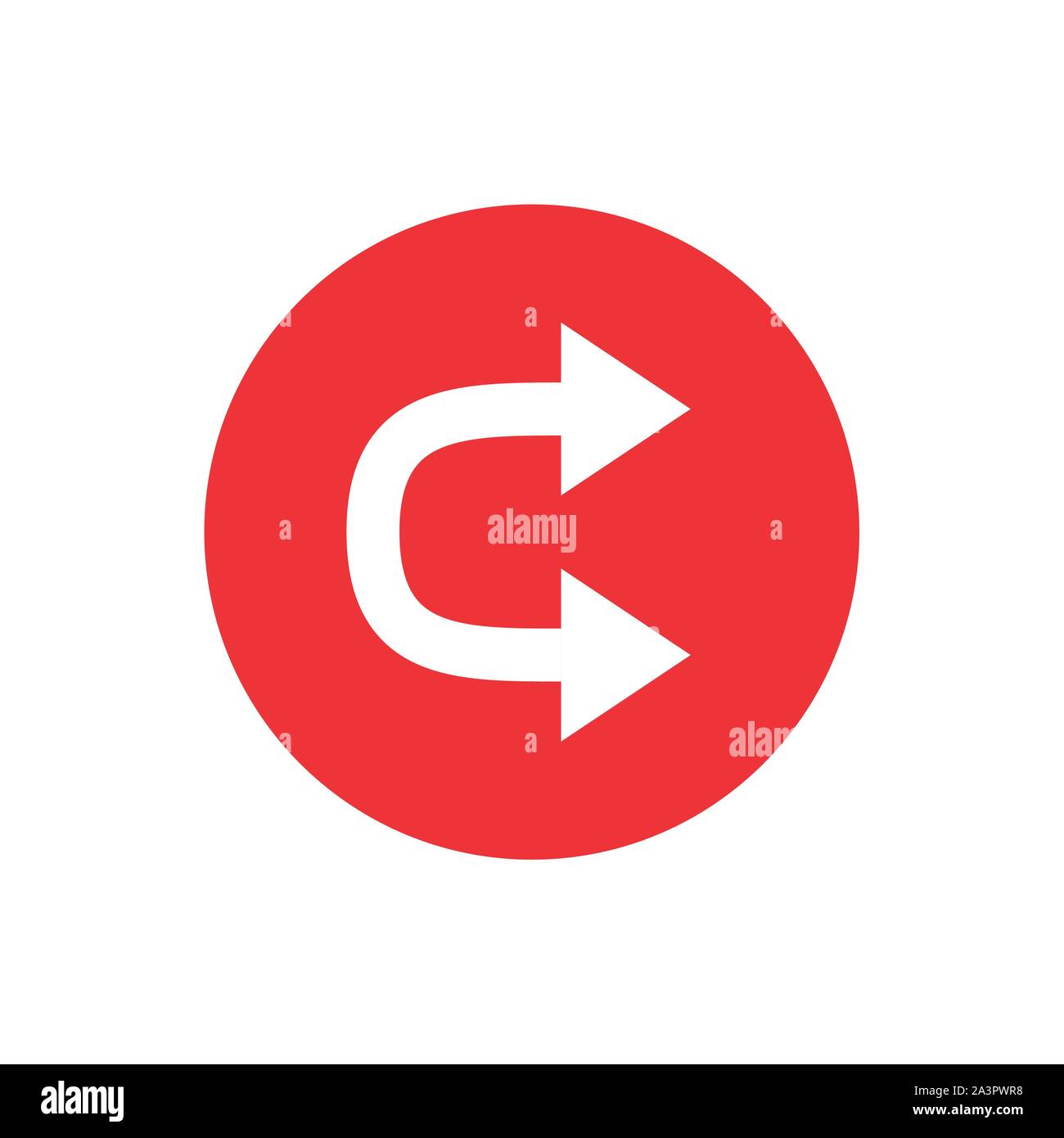 icon of u shaped double head arrow in color circle illustration Stock ...