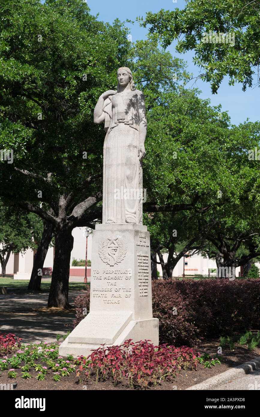 Statue in Fair Park in Dallas, Texas, dedicated to the builders of the ...
