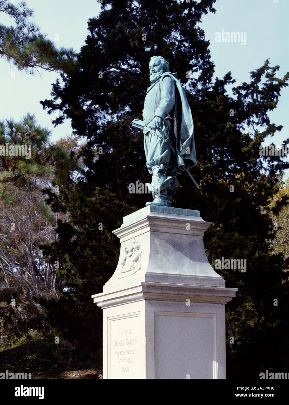 Statue of Captain John Smith on Jamestown Island, part of the Colonial ...