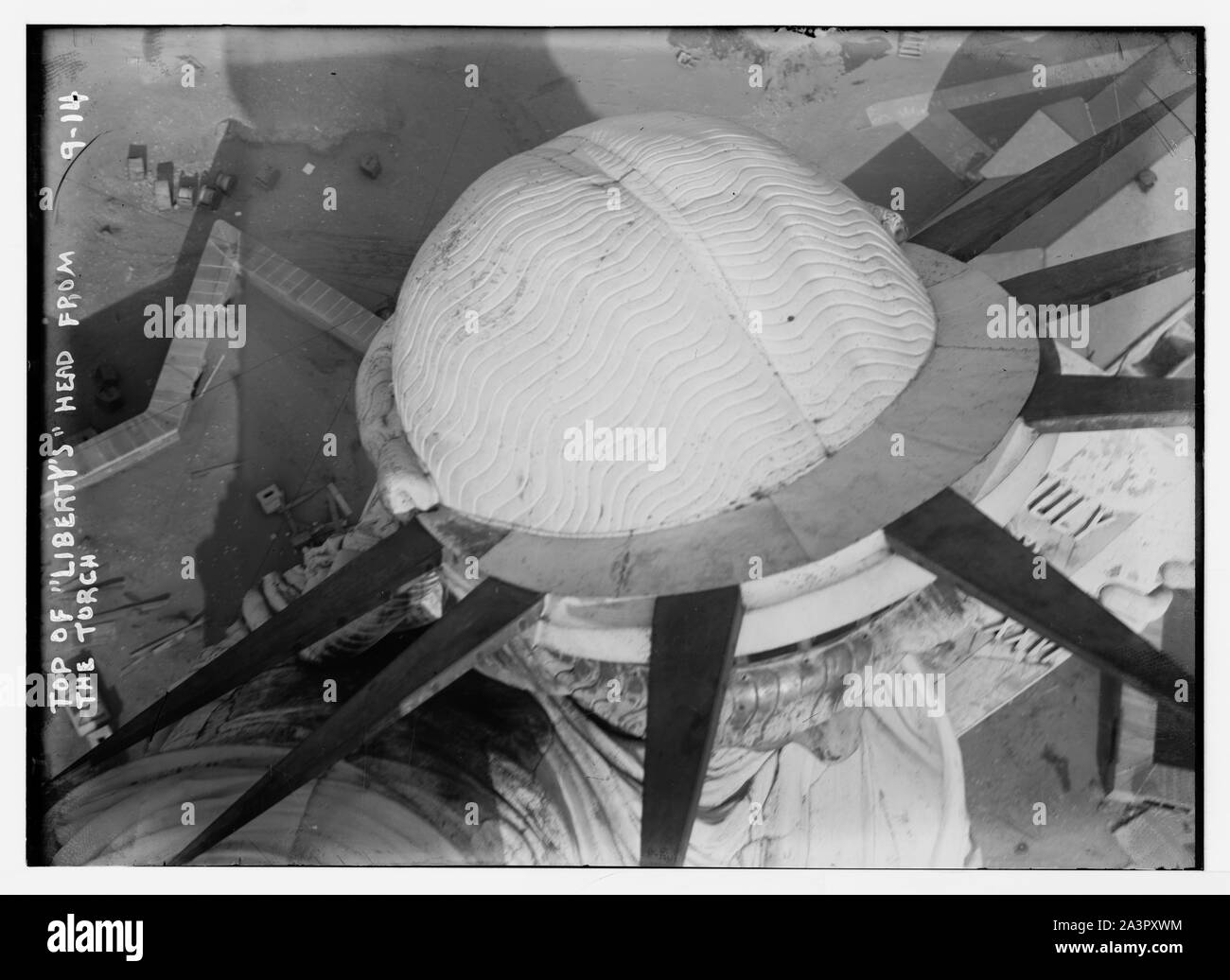 Statue of Liberty - top of head seen from the torch, New York Stock ...