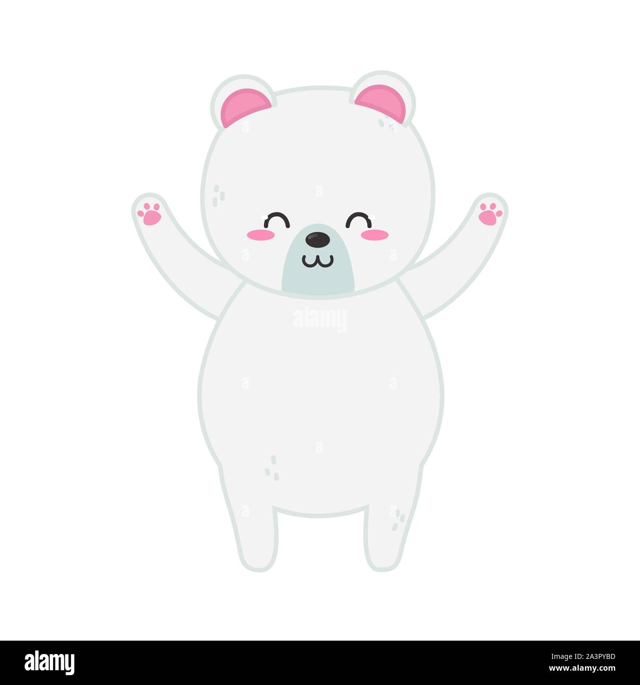 cute polar bear hands up on white background vector illustration Stock ...