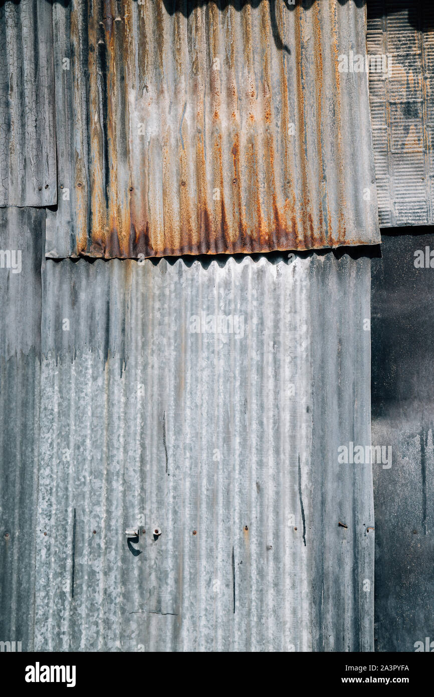 Old wave metal sheet wall texture background Stock Photo - Alamy